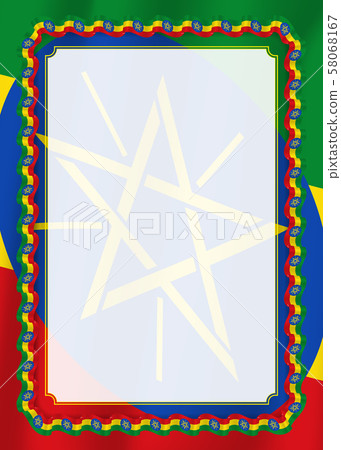 Frame and border of ribbon with Ethiopia flag, - Stock Illustration ...