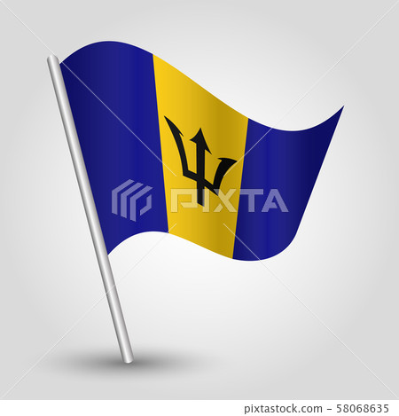 vector waving simple triangle barbadian flag - Stock Illustration ...