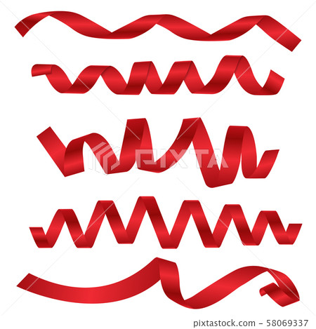 Dynamic shapes of red ribbons for different...-插圖素材 [58069337] - PIXTA圖庫