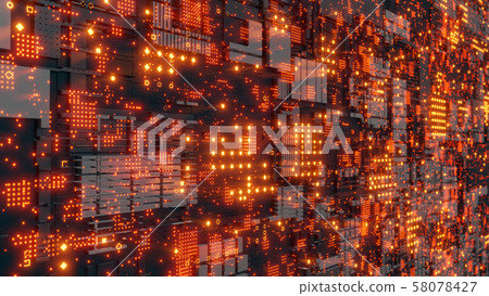 Abstract futuristic design. Tech wall with red... - Stock Illustration ...