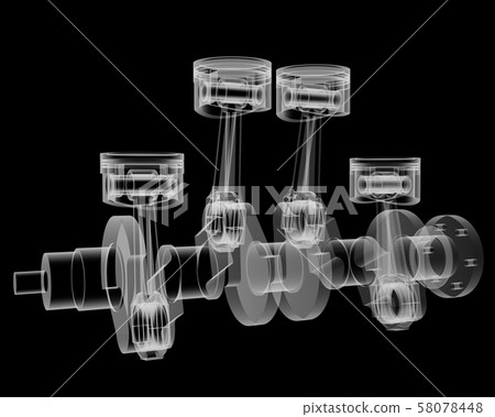 Pistons and crankshaft X-Ray style - Stock Illustration [58078448] - PIXTA