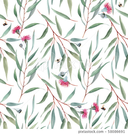 Watercolor australian floral vector pattern - Stock Illustration ...