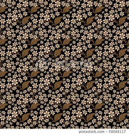 Brown seamless pattern with many small flowers-插圖素材 [58088117] - PIXTA圖庫
