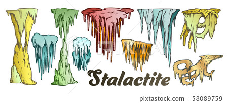 Stalactite And Stalagmite Color Set Vector - Stock Illustration ...