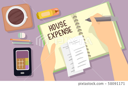 Hands Write House Expenses Illustration - Stock Illustration [58091171 ...