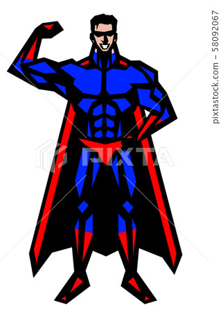 Hero, muscle, body building, macho, pose, full... - Stock Illustration ...