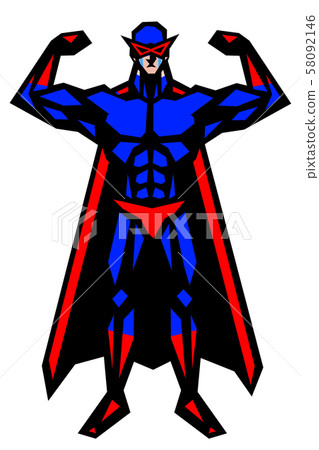 Hero, muscle, mask, mask, macho, pose, full... - Stock Illustration ...