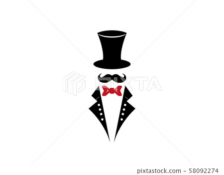 Monochrome illustration of top hat mustache... - Stock Illustration ...