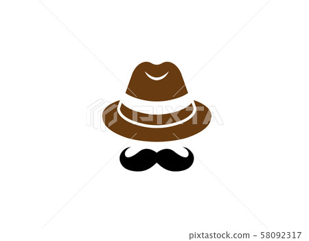 inspector hat and mustache for logo design... - Stock Illustration ...