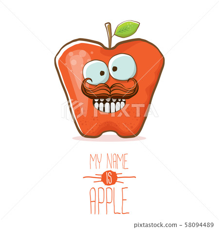 vector funny cartoon cute red apple character... - Stock Illustration ...