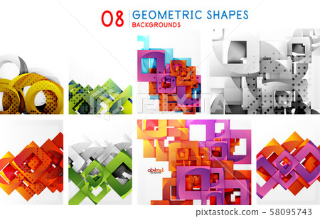 Set of geometric modern shapes, minimal pattern... - Stock Illustration ...