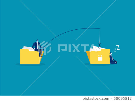 business man steal data ,hacker attack on file... - Stock Illustration ...