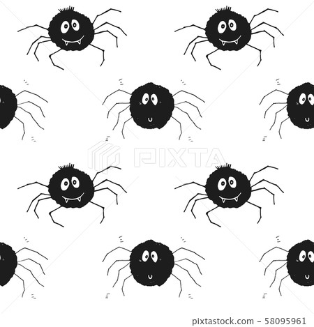 Cute Spider Seamless Pattern, Cartoon Hand... - Stock Illustration ...