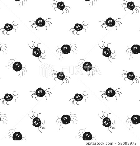 Cute Spider Seamless Pattern, Cartoon Hand... - Stock Illustration ...