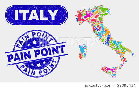 Service Italy Map and Grunge Pain Point Watermarks - Stock Illustration ...