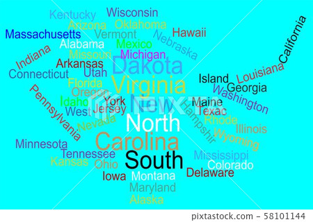 USA word cloud map with words all states names - Stock Illustration ...