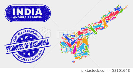 Assemble Andhra Pradesh State Map and Scratched... - Stock Illustration ...
