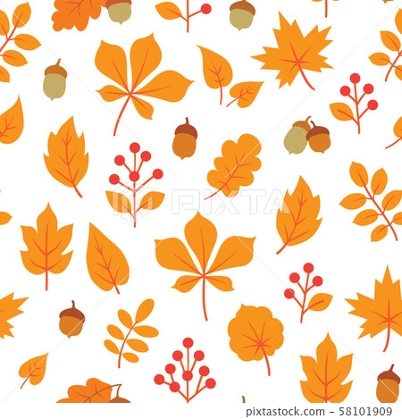 Autumn leaves tile pattern. Fall leaf background - Stock Illustration ...