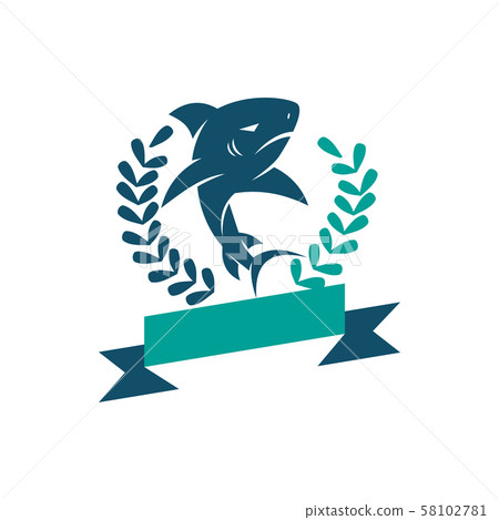 Shark Leaf Ribbon logo design vector isolated - Stock Illustration ...