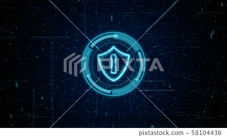 HUD and Shield Icon of Cyber Security, Digital - Stock Illustration ...