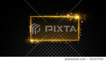 Sparkling gold rectangular frame isolated on... - Stock Illustration ...