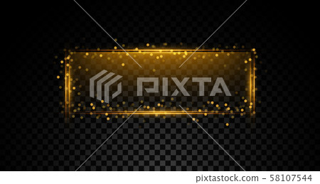 Sparkling gold rectangular frame isolated on... - Stock Illustration ...