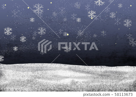 Hand drawn style winter night scenery 2 - Stock Illustration [58113673 ...