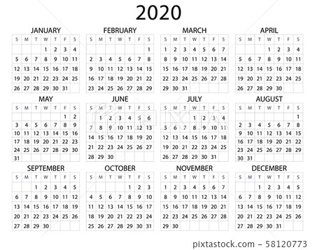 Simple calendar Layout for 2020. Vector - Stock Illustration [58120773 ...
