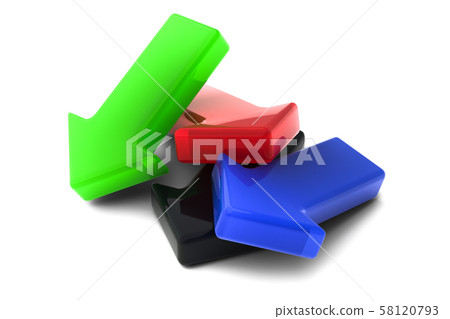Colliding arrows 3D illustration - Stock Illustration [58120793] - PIXTA