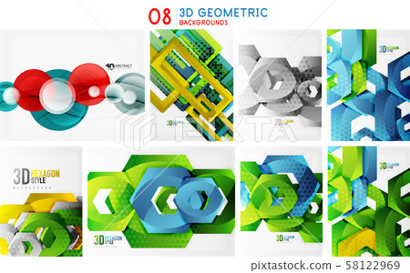Set of geometric modern shapes, minimal pattern... - Stock Illustration ...