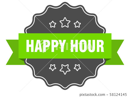 happy hour isolated seal. happy hour green label. - Stock Illustration ...