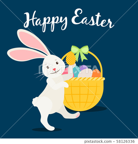 Happy easter greeting card with rabbit - Stock Illustration [58126336 ...