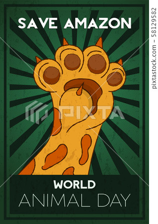 Animal day save the amazon concept of wild cat paw - Stock Illustration ...