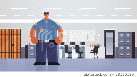 officer standing pose policeman in uniform... - Stock Illustration ...