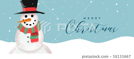 Merry Christmas card of funny snowman cartoon - Stock Illustration ...