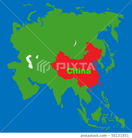 Location of China on on asian map continent Vector - Stock Illustration ...