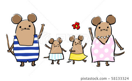Cute mouse family - Stock Illustration [58133324] - PIXTA