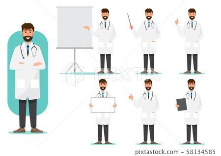 Set of doctor cartoon characters. Medical staff - Stock Illustration ...