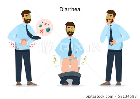 man diarrhea cartoon character. illness man. - Stock Illustration ...