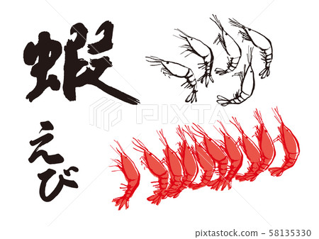 Sushi shrimp calligraphy - Stock Illustration [58135330] - PIXTA