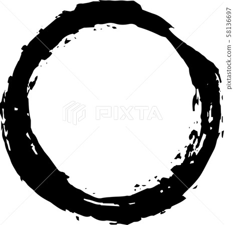 Circle japanese style frame rough hand painted... - Stock Illustration ...