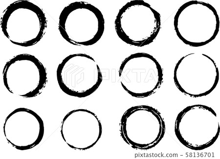 Circle japanese frame rough hand drawn material... - Stock Illustration ...