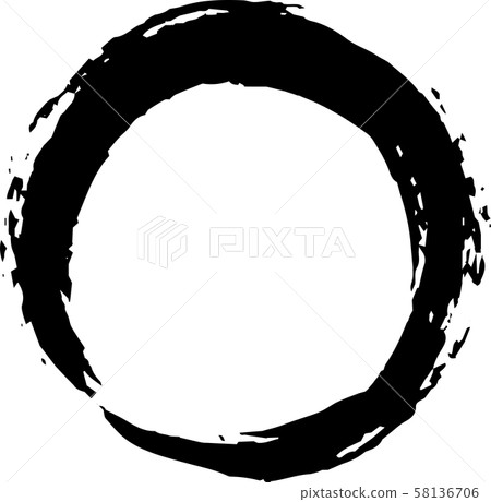 Circle japanese style frame rough hand painted... - Stock Illustration ...