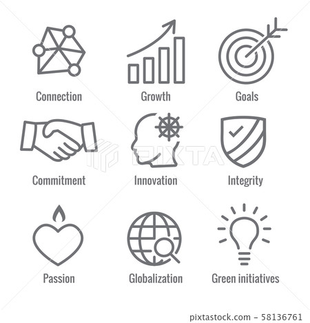 Core Values Outline / Line Icon Conveying - Stock Illustration ...