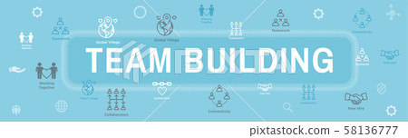 Team Building, Teamwork, - Connectivity Icon Set - Stock Illustration ...