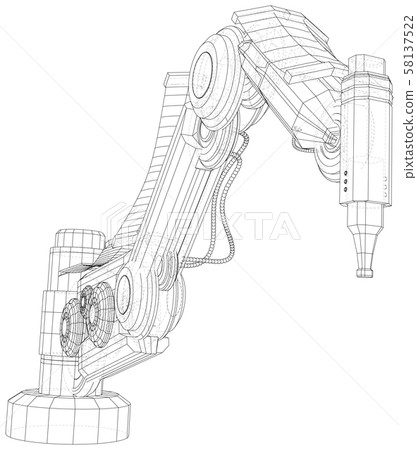 Robotic arm. Technical wire-frame. Vector... - Stock Illustration ...