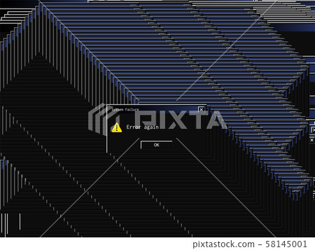 Retro ui error message window. Night mode theme.-插圖素材 [58145001] - PIXTA圖庫