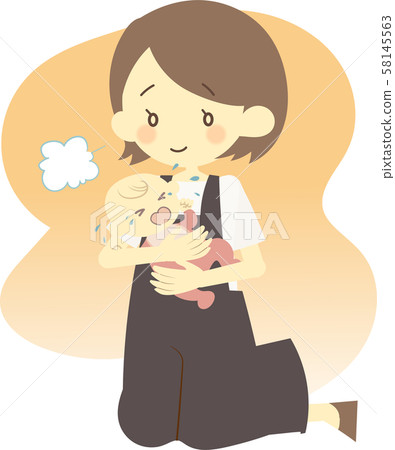 Crying baby and troubled mother - Stock Illustration [58145563] - PIXTA
