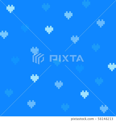 Blue 8-bit cute background with hearts. Pixel...-插圖素材 [58148213] - PIXTA圖庫