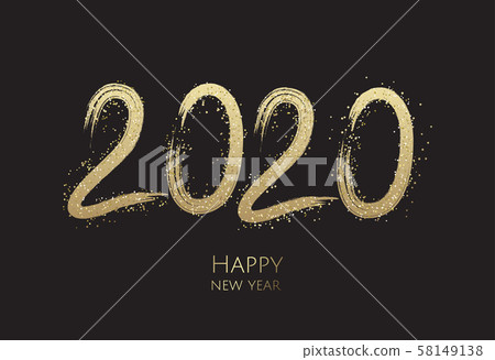 Happy New Year 2019 text design. Brochure design - Stock Illustration ...